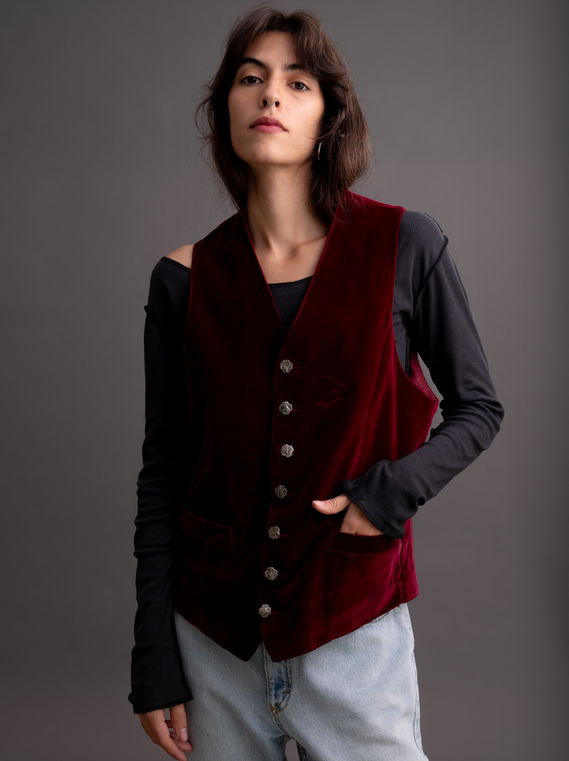Vintage Velvet Vest - CLOTHING